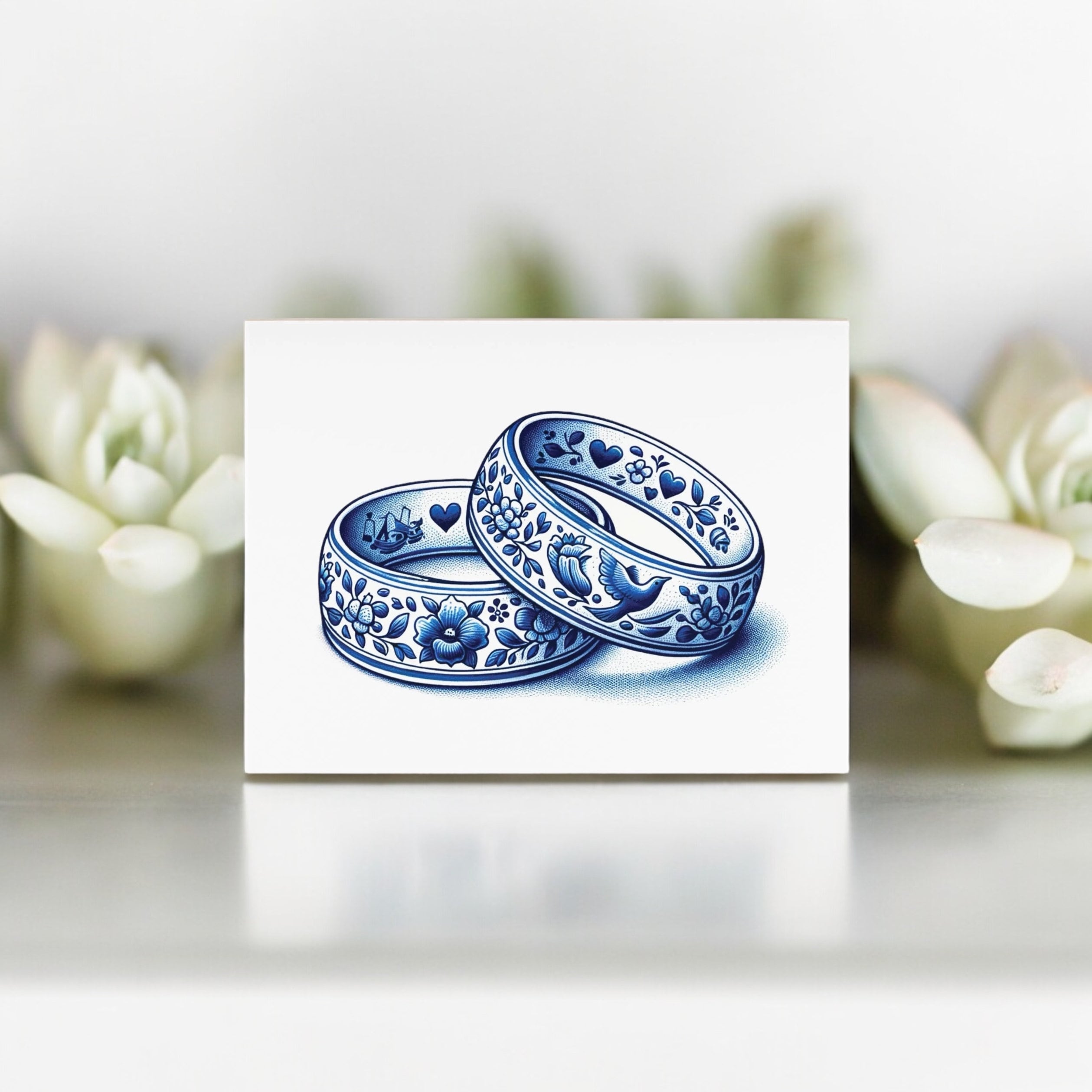 Wedding Ring, Tile, Ceramic Tile, 6" X 8", Delft Blue, Delft Blue Tile ...