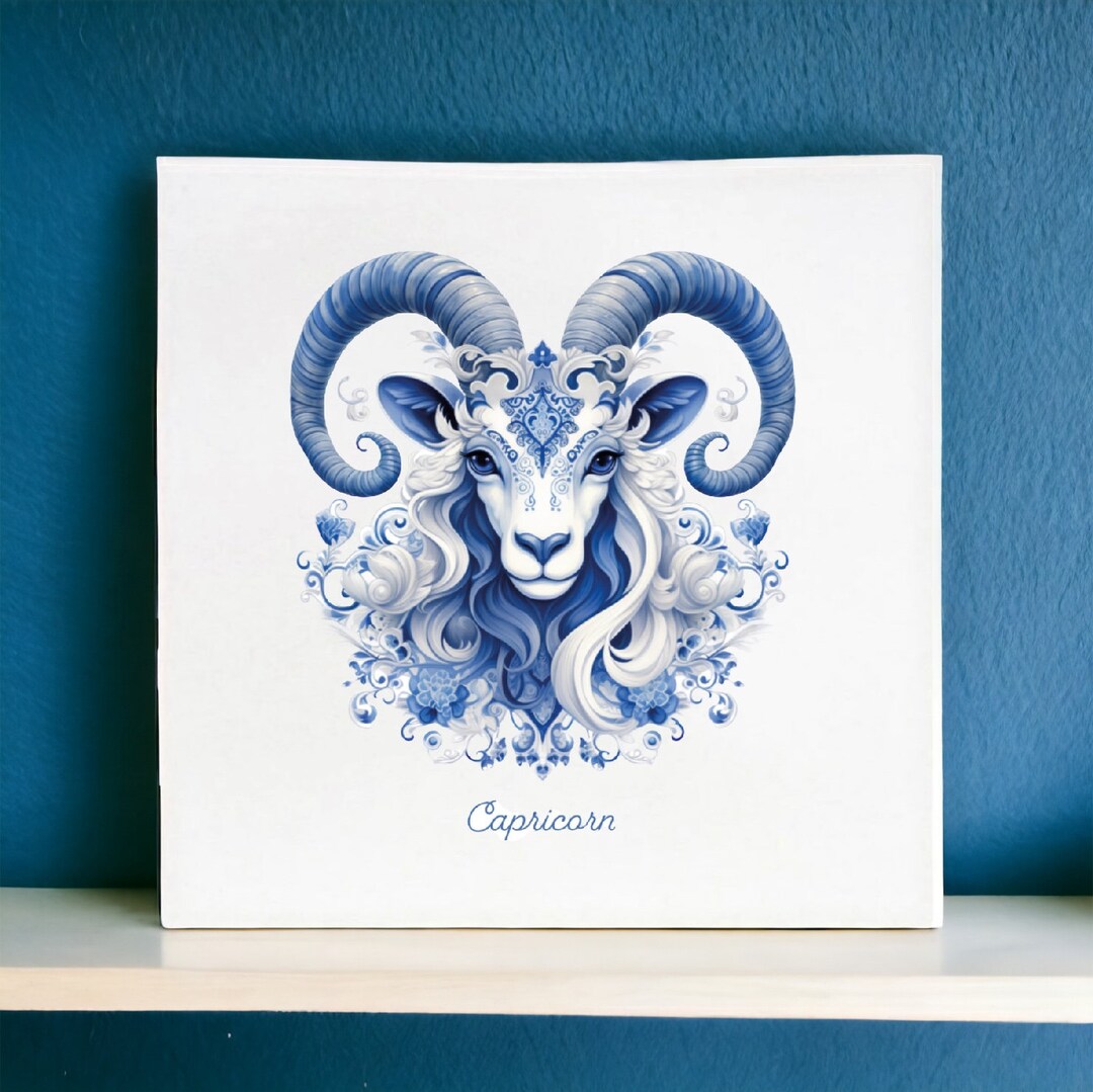 Capricorn, Delft Blue, Delft Blue Tile, Zodiac, Tile, Zodiac Gift ...