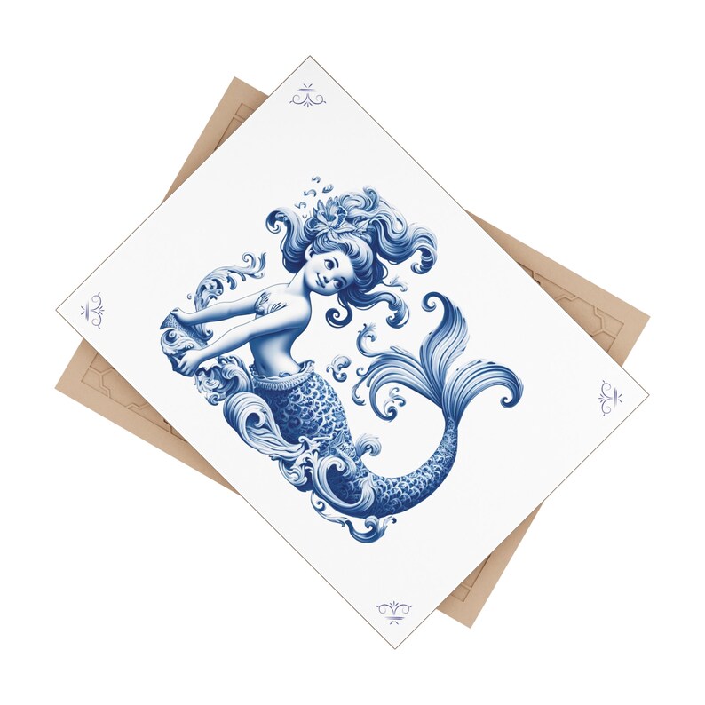 Mermaid, Delft Blue Tile, Ceramic Tile, 6" X 8", Delft Blue, Wall Art ...