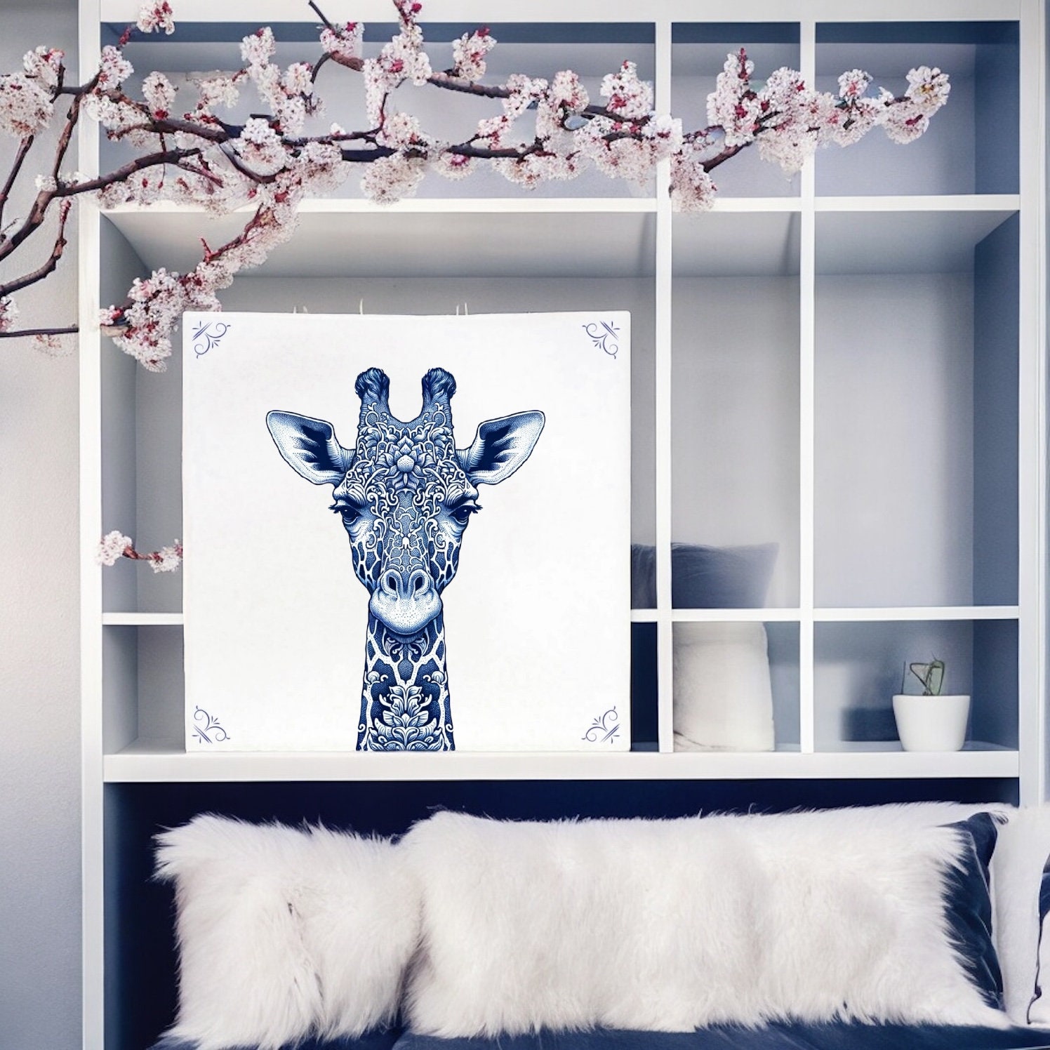 Giraffe, Tile, Delft Blue, Kitchen Tile, Bathroom Tile, Wall Art ...