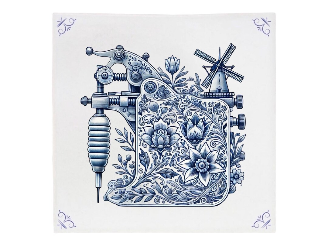 Tattoo, Tile, Delft Blue, Tattoo Machine, Kitchen Decor, Bathroom Tile ...