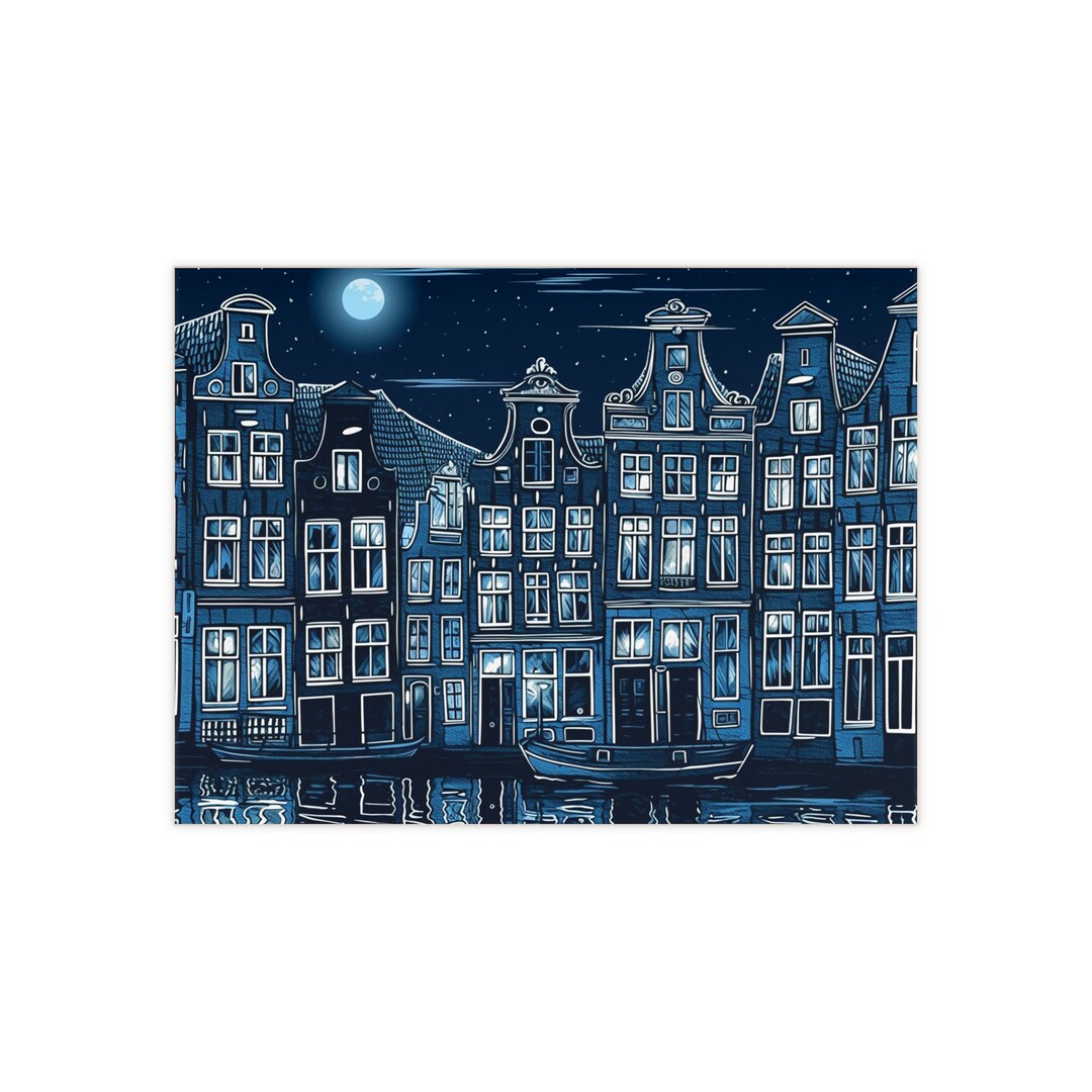 Canal Houses Ceramic Tile, 6" X 8", Delft Blue, Delft Blue Tile, Canal ...