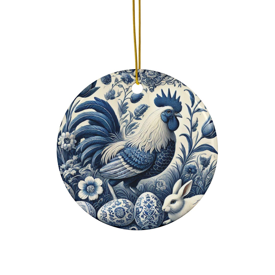 Rooster, Easter, Delft Blue Ceramic Ornament, Dutch Design, Holiday ...