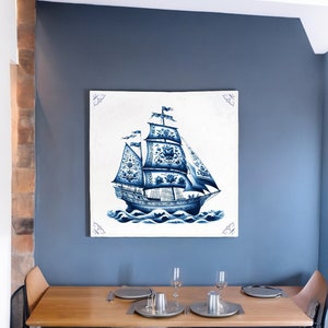 VOC Ship, Tile, Delft Blue, Kitchen Tile, Bathroom Tile, Wall Art ...