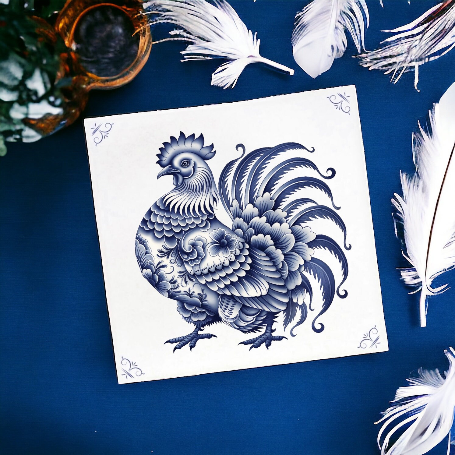 Delft Blue Chicken, Delft Blue Tile, Tile, Delft Blue Tiles, Animal ...