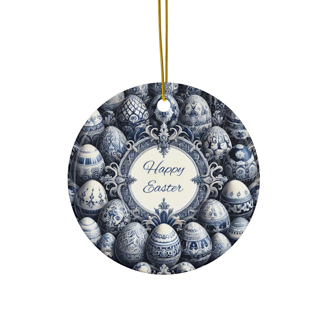 Easter Eggs, Delft Blue Ceramic Ornament, Dutch Design, Holiday Decor ...