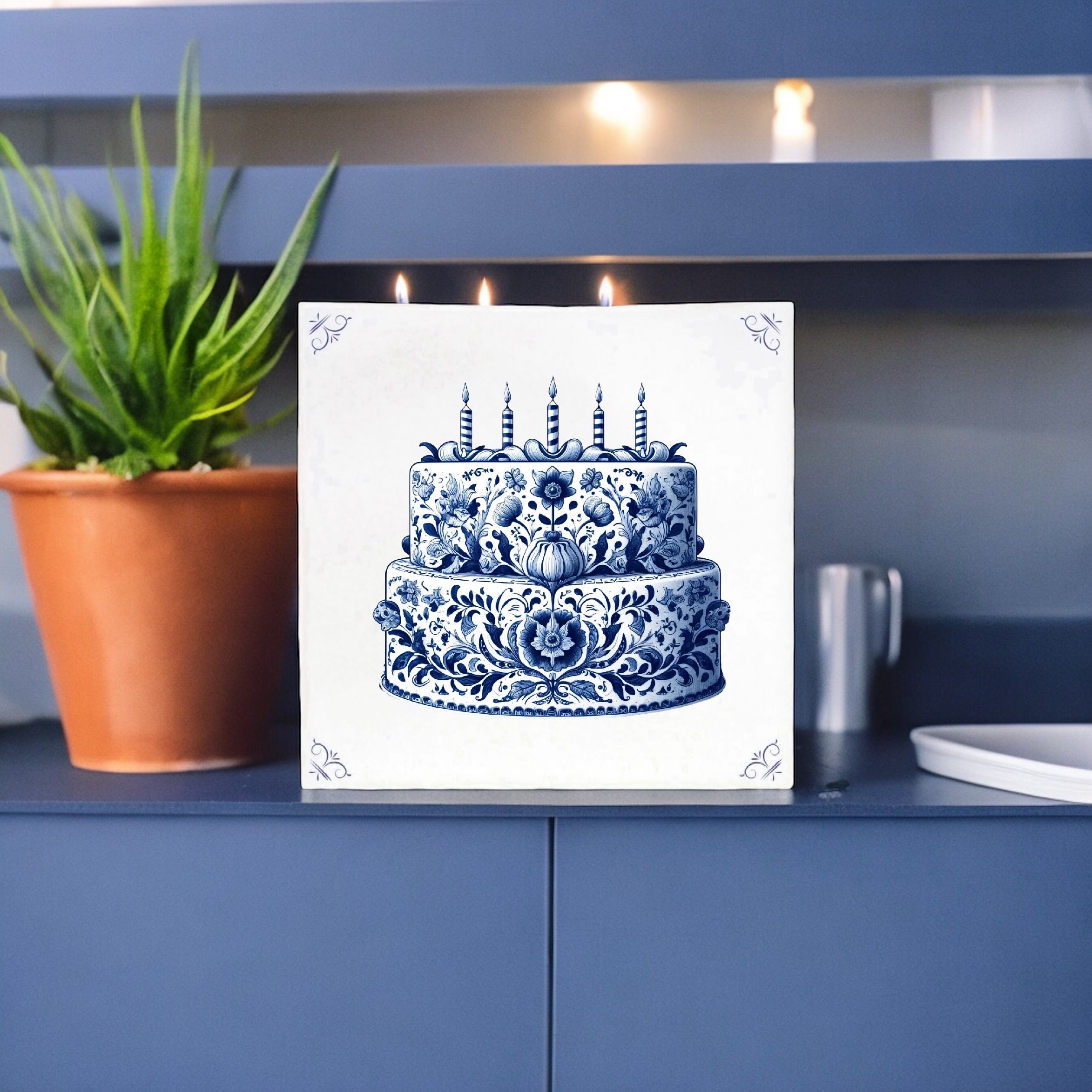 Birthday Cake, Tile, Delft Blue, Kitchen Tile, Bathroom Tile, Wall Art ...