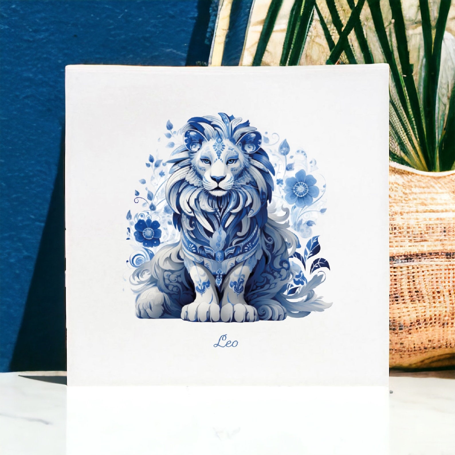 Leo, Delft Blue, Delft Blue Tile, Zodiac, Tile, Zodiac Gift, Astrology ...