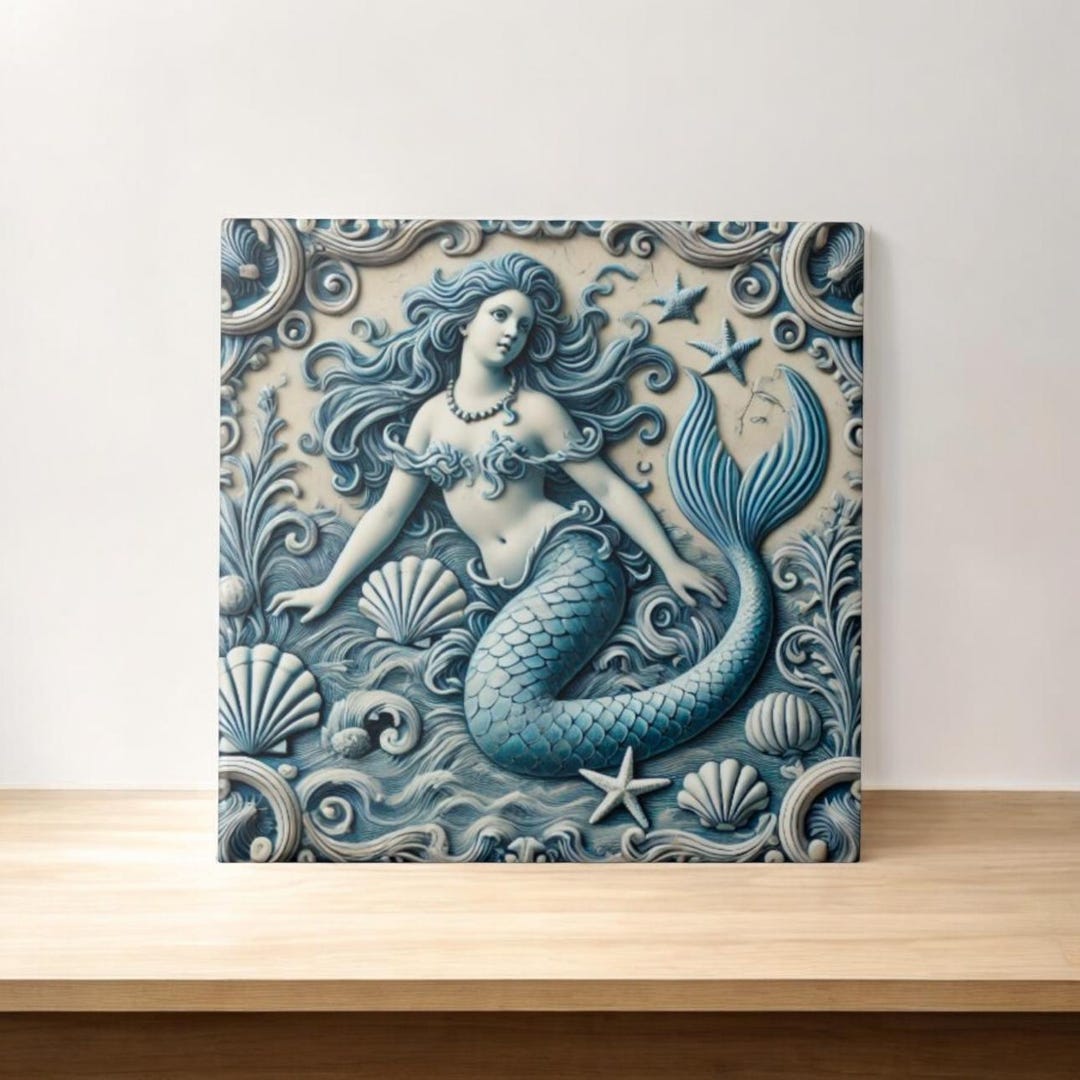 Mermaid, Delft Blue, Delft Blue, Delft Blue Tile, Ceramic Tile, Little ...