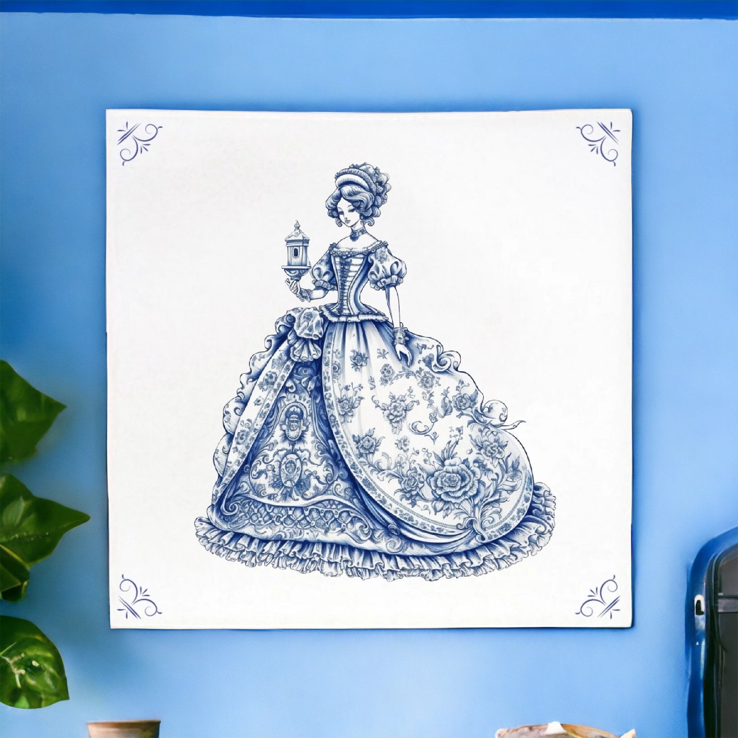 Delft Blue, Delft Blue Tile Ceramic, Delft Blue Princess, Princess, Princess Tile, Barbie, Delft ...