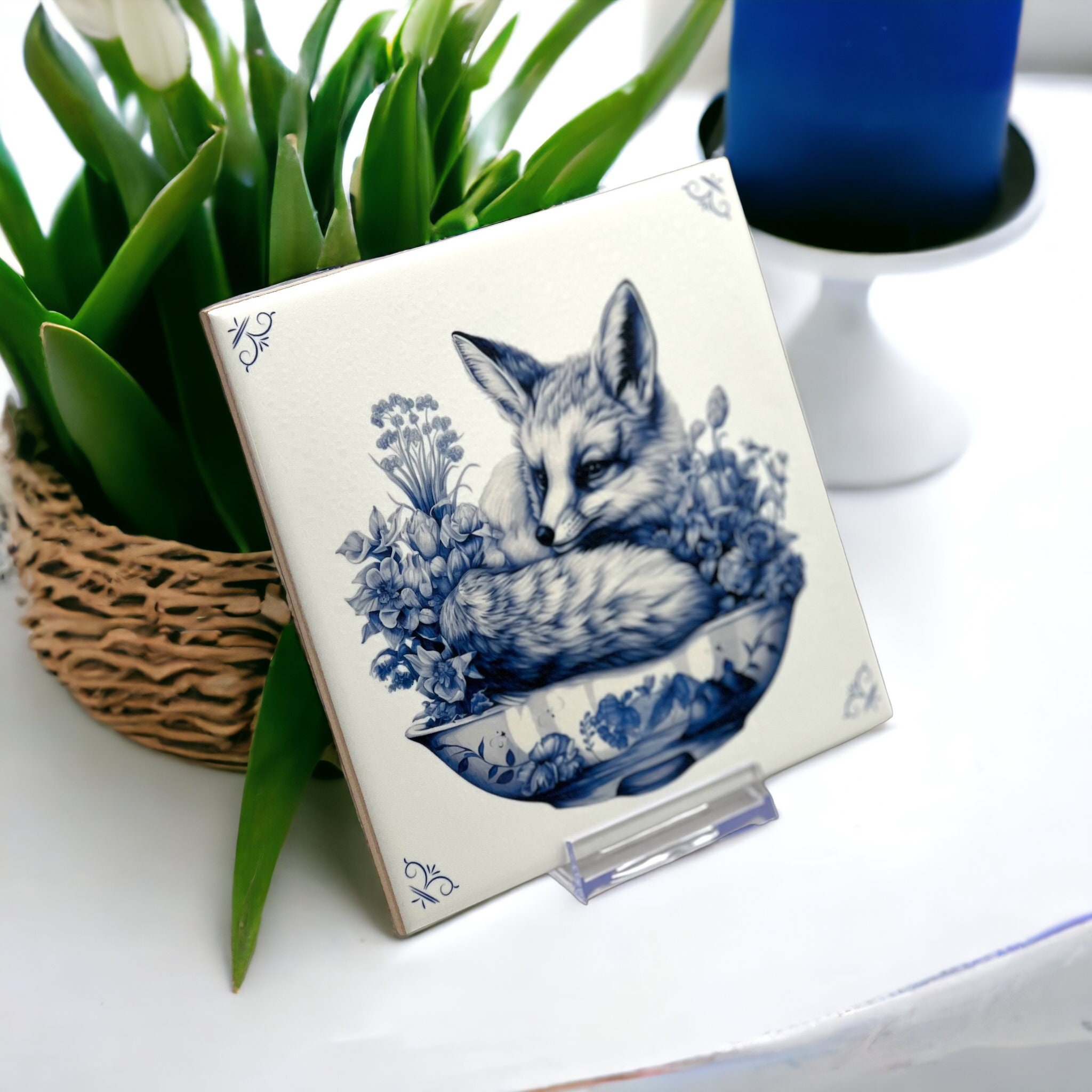 Delft Blue, Delft Blue Ceramic Tile, Delft Blue Fox, Fox Ceramics ...