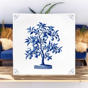 Lemon Tree, Lemon, Tile, Delft Blue, Flower, Kitchen Tile, Bathroom ...