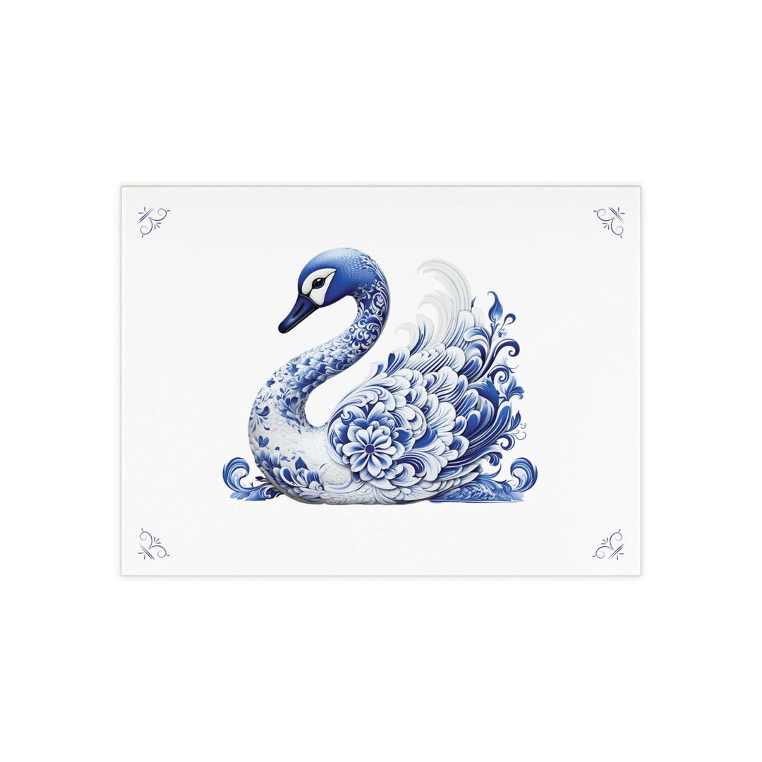 Swan, Ceramic Tile, 6" X 8", Delft Blue Tile, Delft Blue, Tile ...