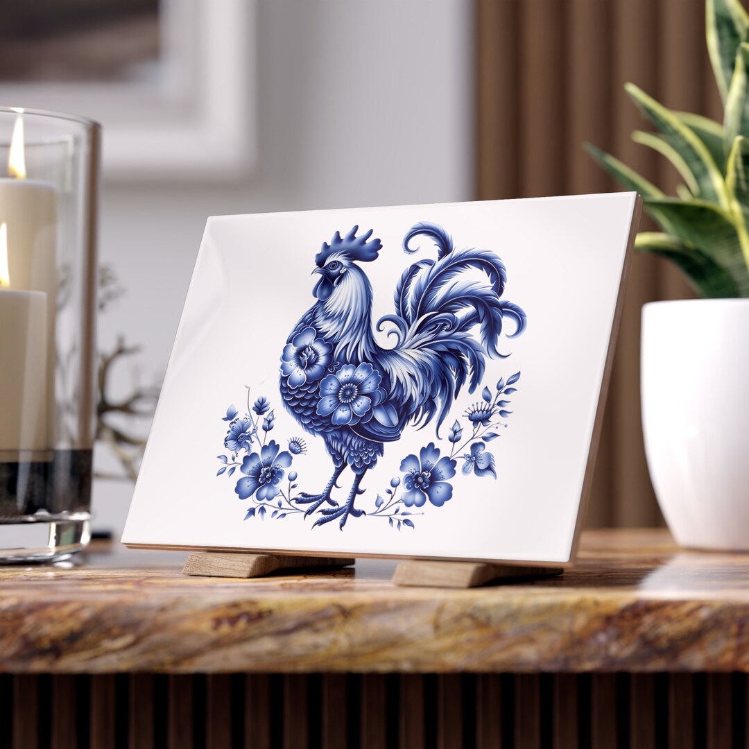 Rooster, Ceramic Tile, 6" X 8", Tile, Delft Blue Tiles, Animal Tile ...