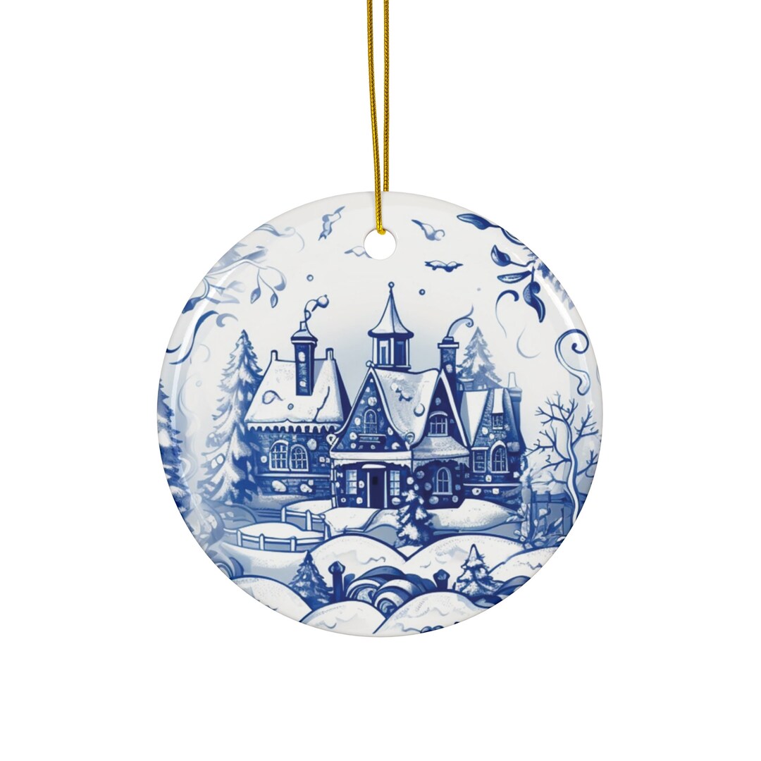 Gingerbread House, Delft Blue, Ceramic Ornament - Etsy