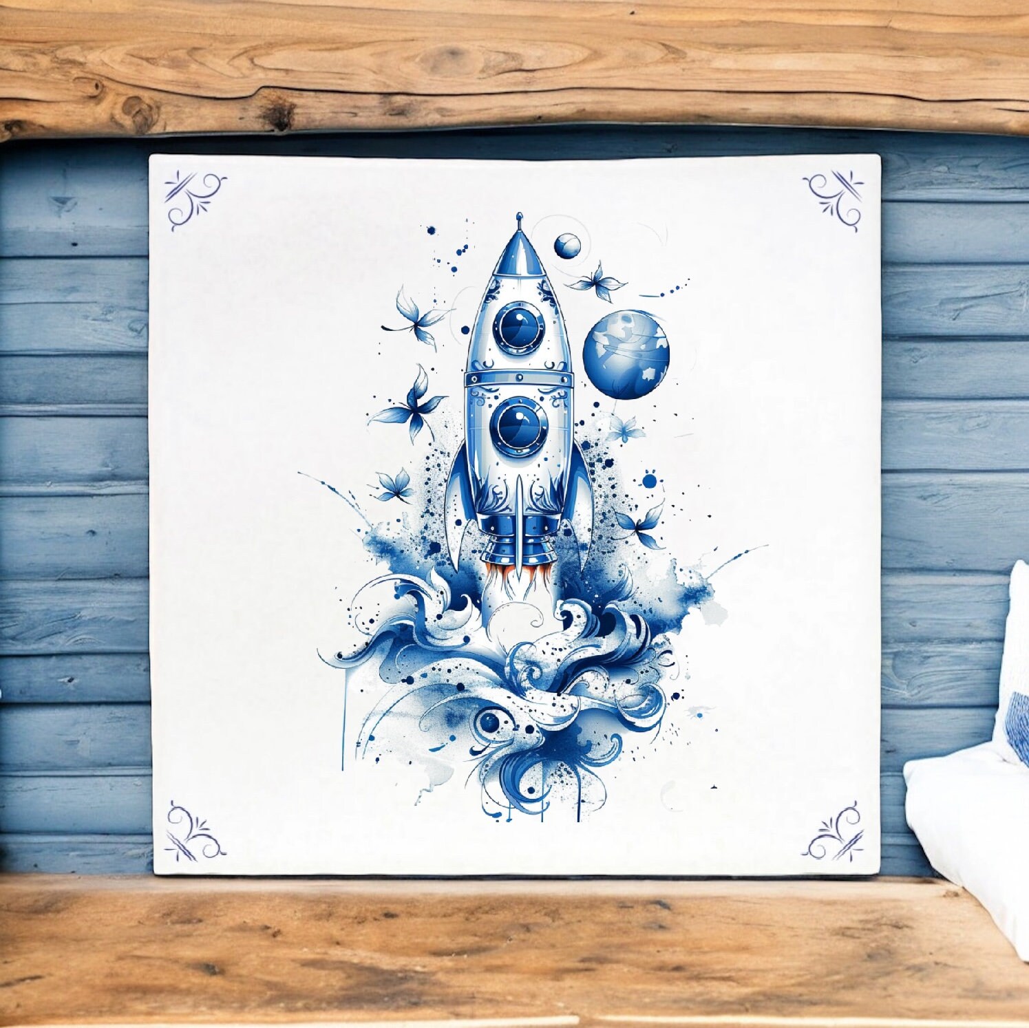 Rocket, Tile, Delft Blue, Kitchen Tile, Bathroom Tile, Wall Art ...