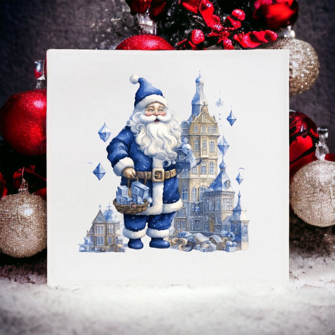 Santa, Delft Blue, Delft Blue Tile, Santa Ceramics, Santa Decor, Blue ...