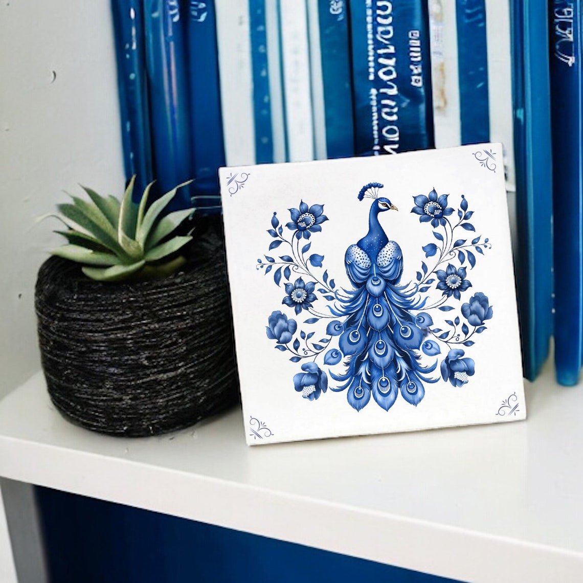 Delft Blue Peacock, Delft Blue Tile, Tile, Delft Blue Tiles, Peacock ...