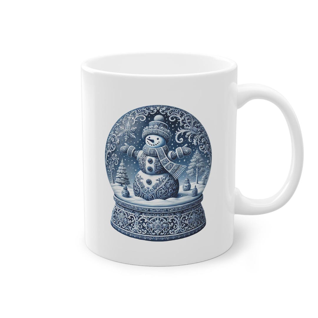 Snow Globe Mug, Delft Blue, Coffee Lover Gift, Winter Wonderland, Hot ...