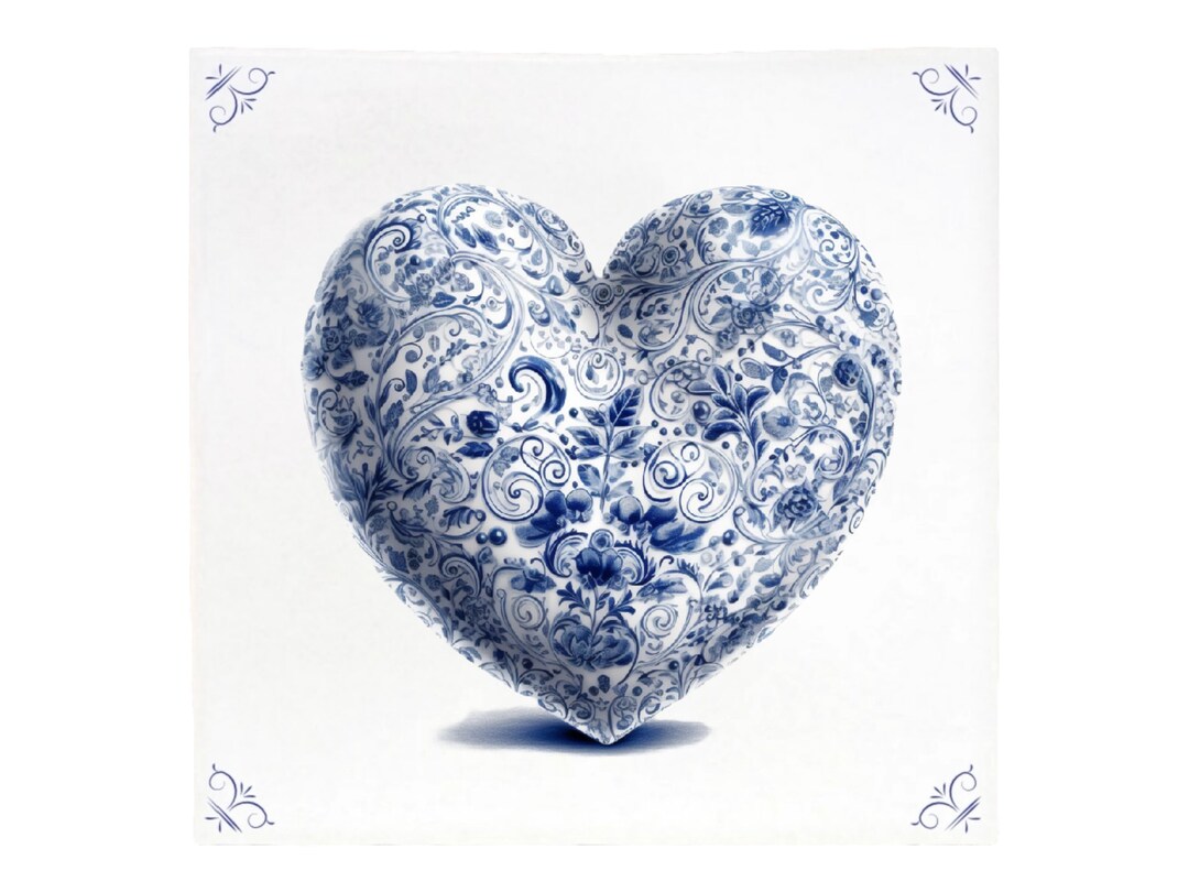 Heart, Heart Tile, Delft Blue, Valentine, Valentines Day, Valentine ...