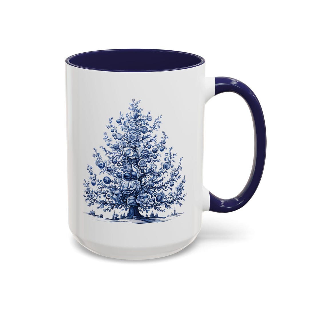 Christmas Tree, Mug, Delft Blue, Christmas Tree, Ceramic Coffee Cup ...