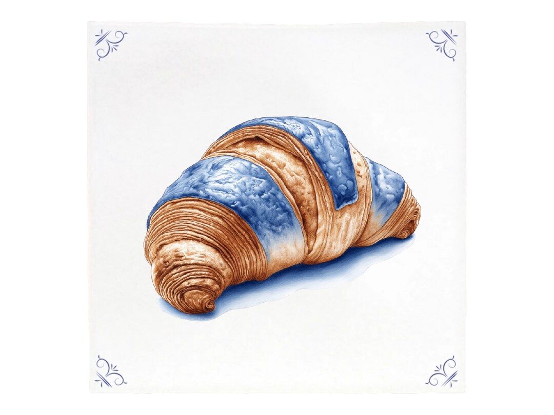 Delft Blue Croissant, Delft Blue Tile, Tile, Croissant, Pastry, Delft ...