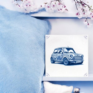 Car, Mini, Tile, Delft Blue, Kitchen, Bathroom, Wall Art, Delft Blue ...
