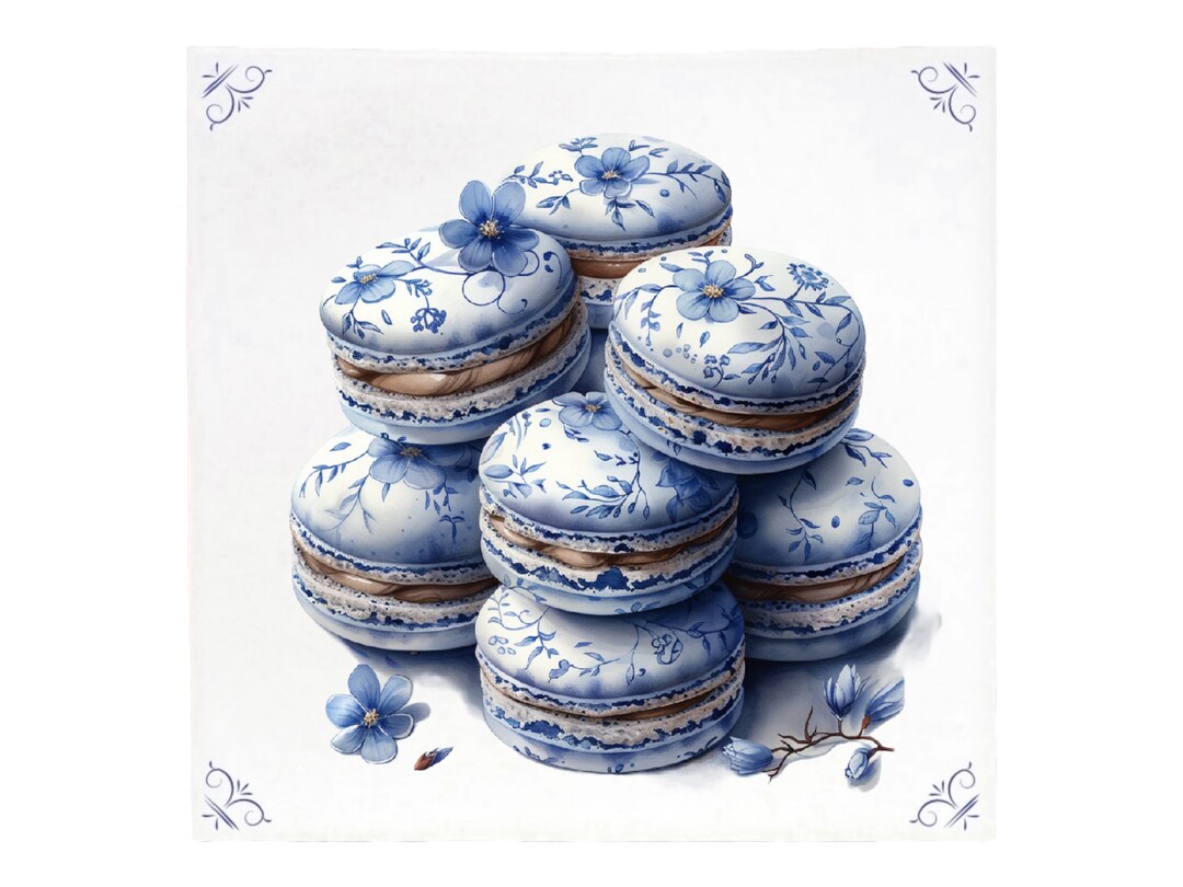 Delft Blue Macaron, Delft Blue Tile, Tile, Delft Blue Tiles, Delft Blue ...