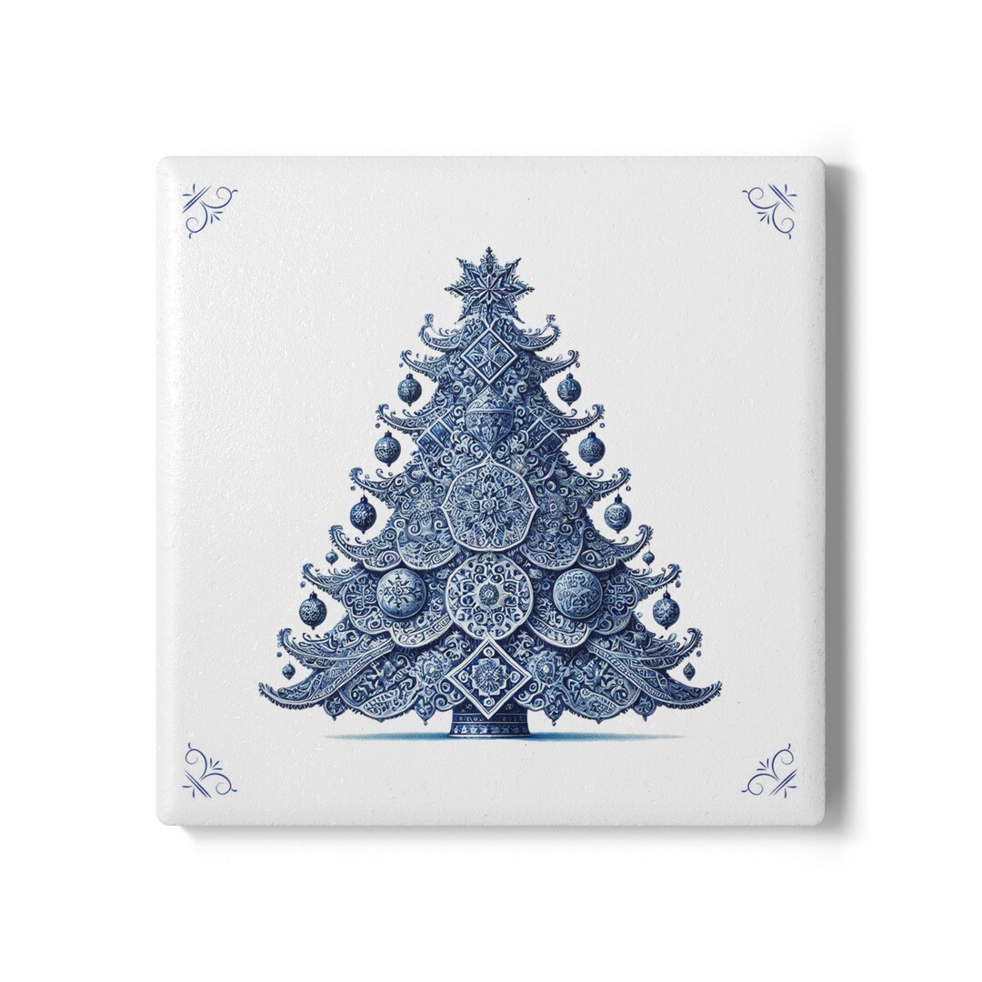 Christmas Tree, 3.94x3.94 Inch, Delft Blue, Delft Blue Tile, Christmas ...