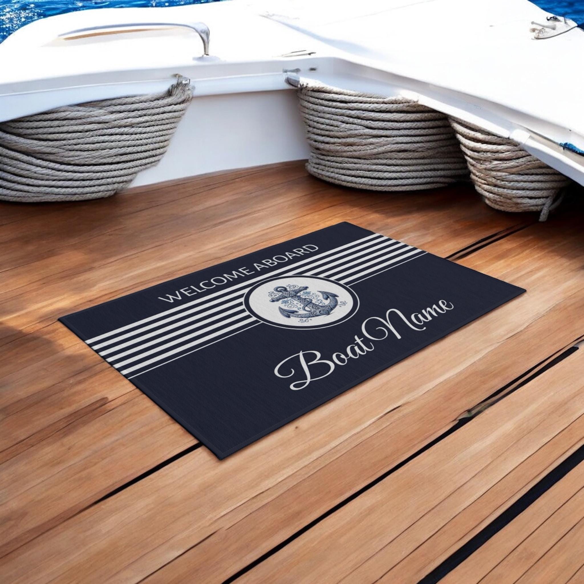 Nautical Rug, Boat Enthusiast Gift, Coastal Decor, Custom Boat Name Mat ...