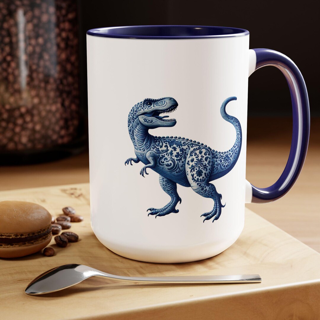 T-rex, Delft Blue Mug, Delft Blue, Coffee Mug, Delft Blue Ceramic, T ...