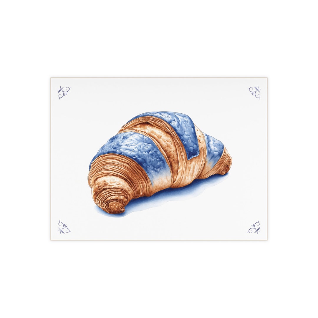 Croissant, Ceramic Tile, 6" X 8", Delft Blue Tile, Croissant Decor ...