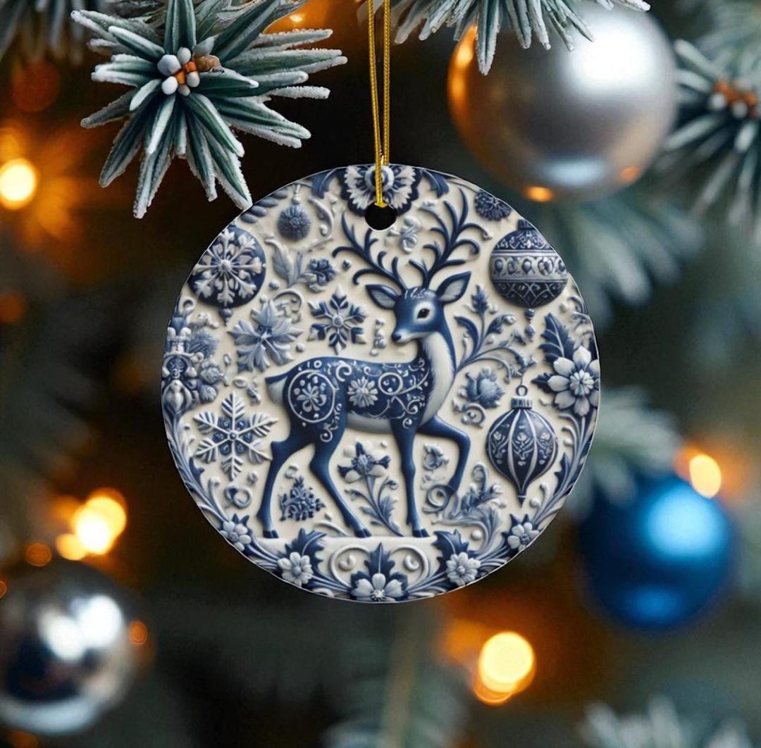 Deer, Delft Blue, Ornament, DUTCH EDITION, Ceramic Ornament, Xmas ...