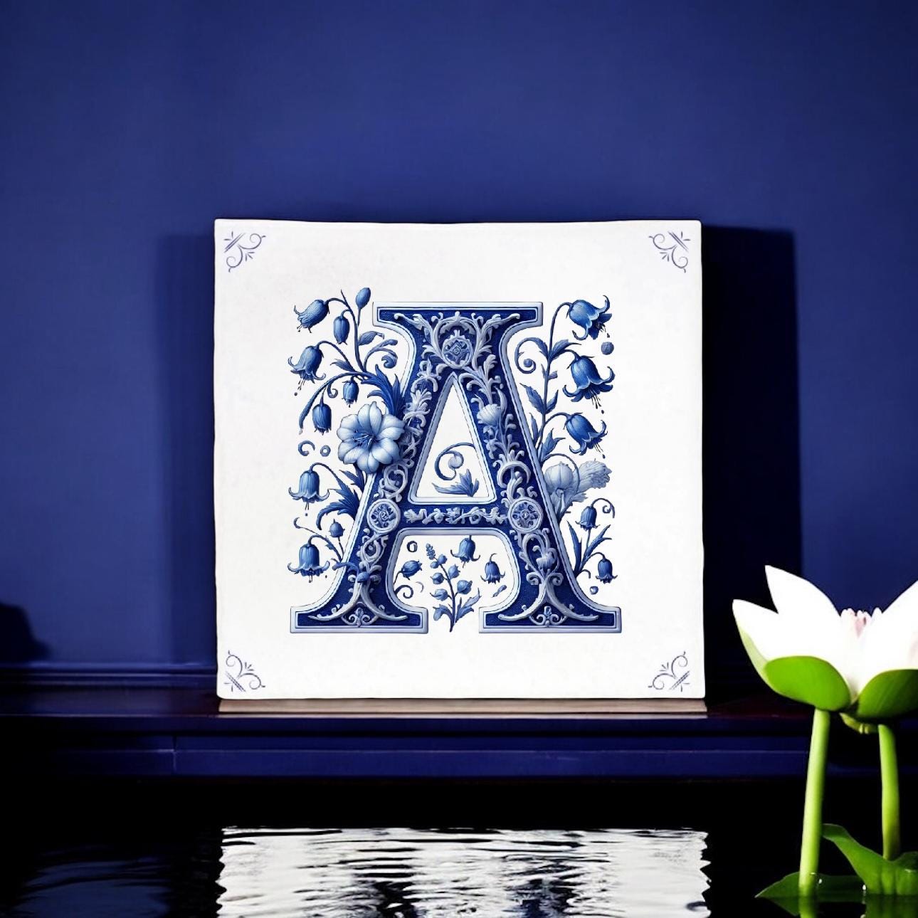 Alphabet, Initial A, Alphabet Tile, Tile, Delft Blue, Kitchen Tile ...