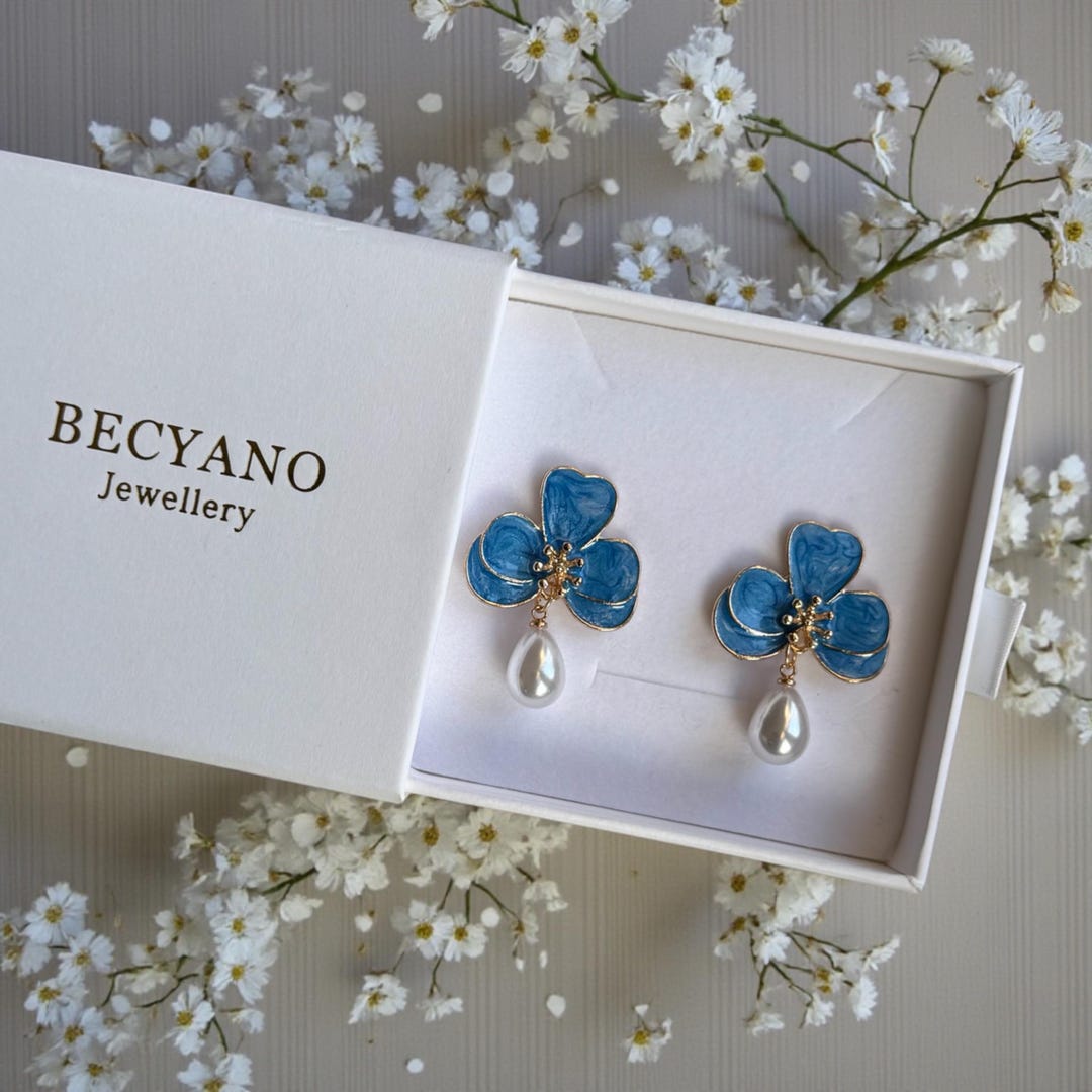 Earrings, Floral, Delft Blue, Jewellery, Jewelry, Delft Blue Jewellery ...