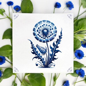 Dandelion, Tile, Delft Blue, Flower, Kitchen Tile, Bathroom Tile, Wall ...