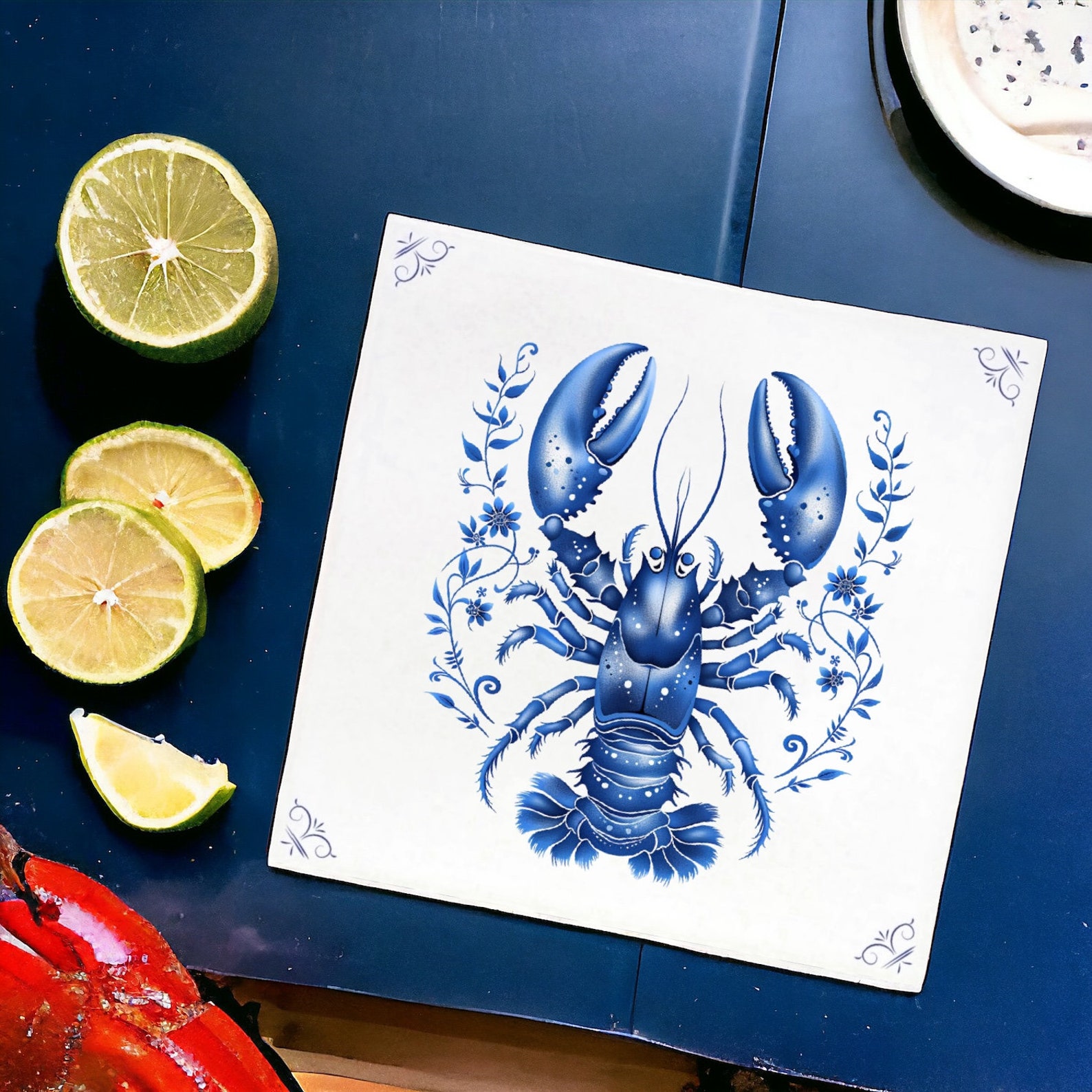 Delft Blue Lobster, Delft Blue, Tile, Delft Blue Tiles, Animal Tile ...