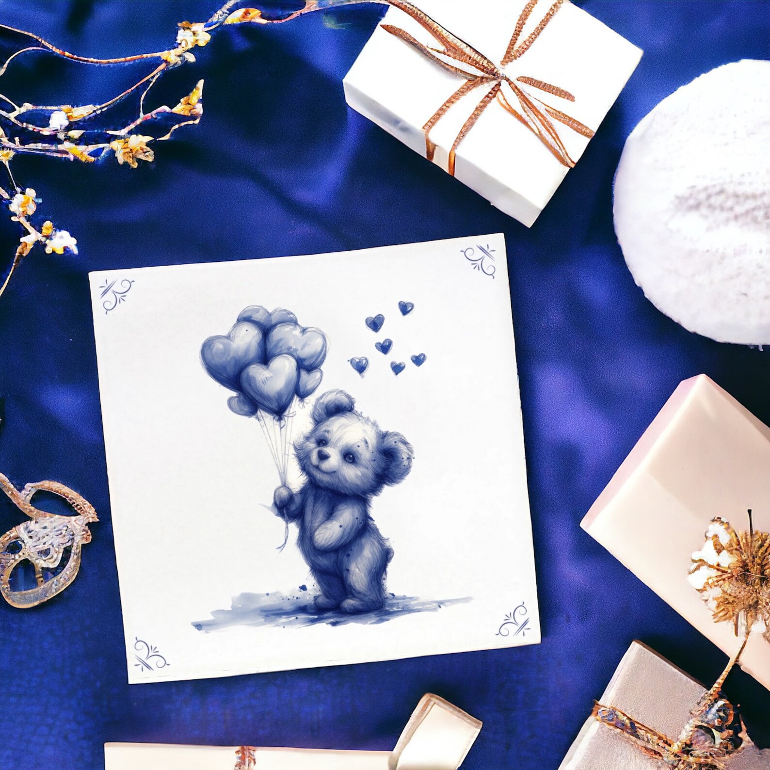 Teddy Bear, Heart, Love Bear, Delft Blue, Valentine, Valentines Day ...