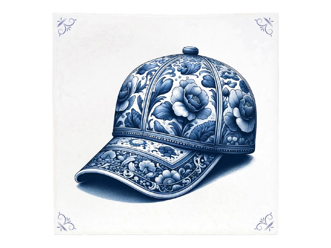 Baseball Cap, Tile, Delft Blue, Delft Blue Tile, Royal Blue, Kitchen ...