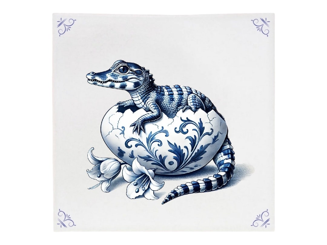 Crocodile, Tile, Delft Blue, Delft Blue Tile, Royal Blue, Kitchen Tile ...