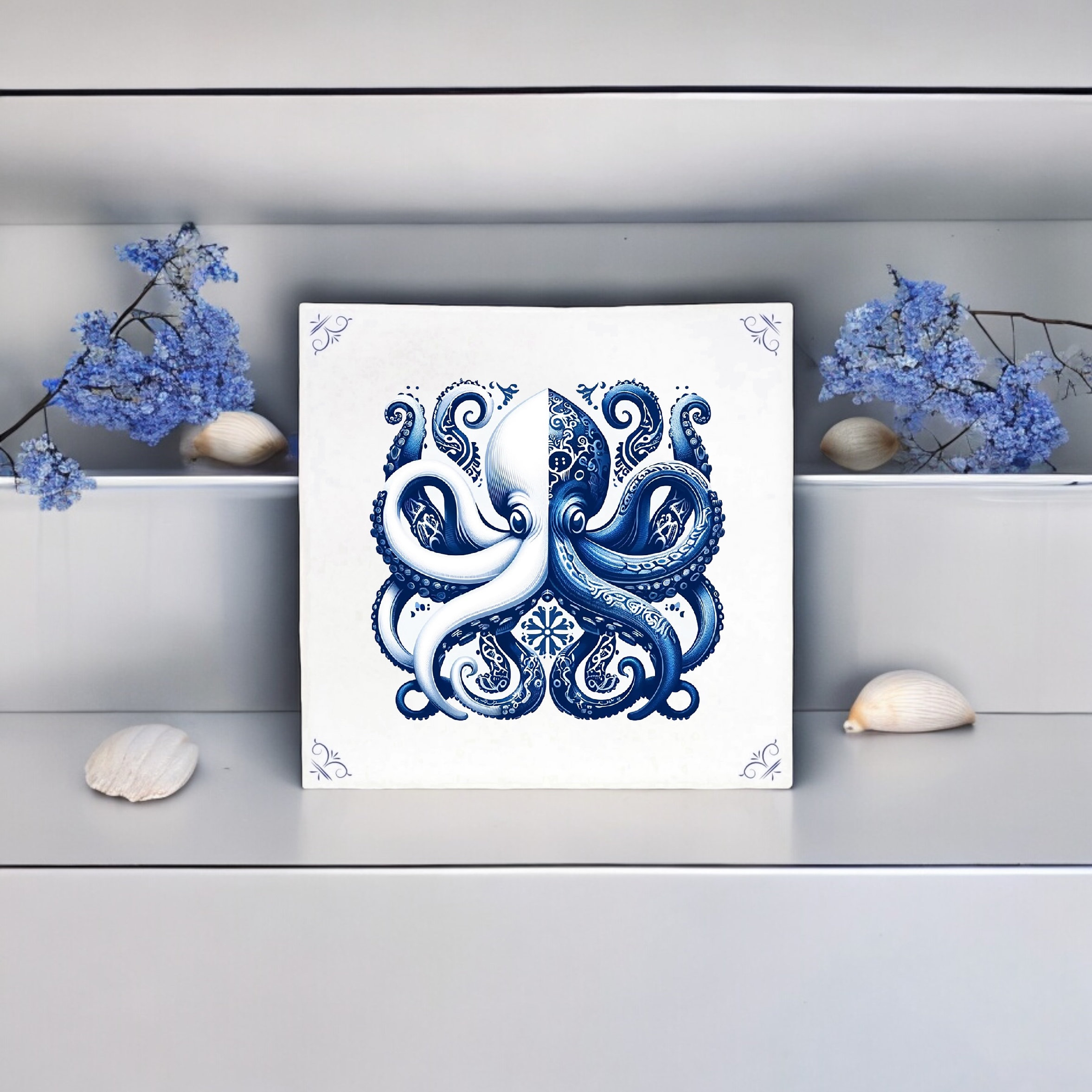 Octopus, Tile, Delft Blue, Kitchen Tile, Bathroom Tile, Wall Art ...