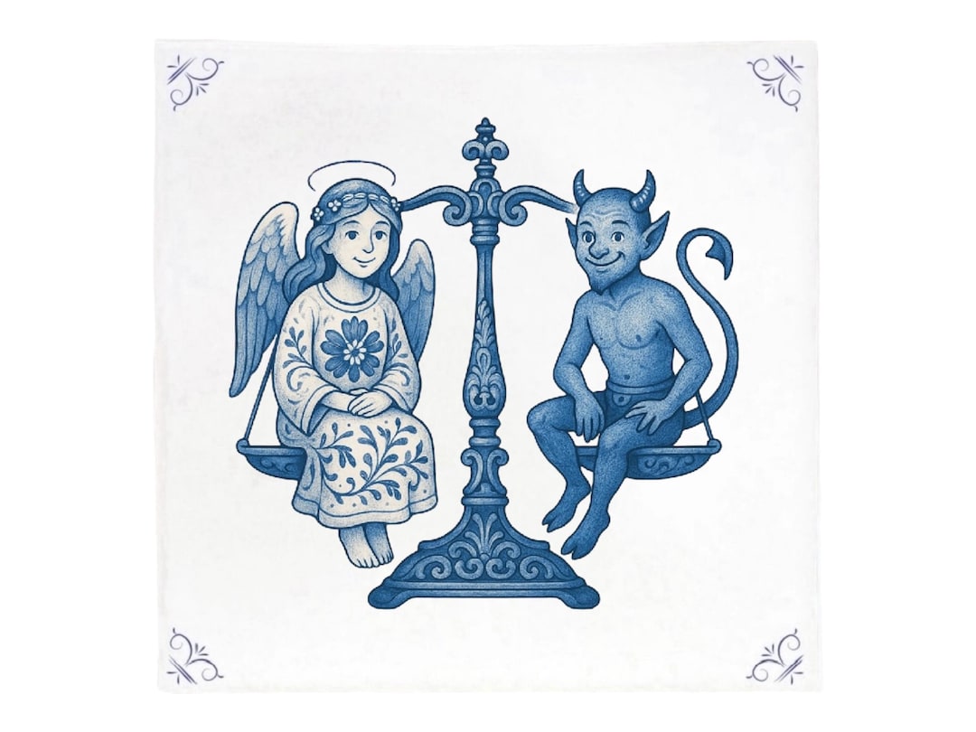 Angel and Devil, Delft Blue, Kitchen Tile, Bathroom Tile, Backsplash ...