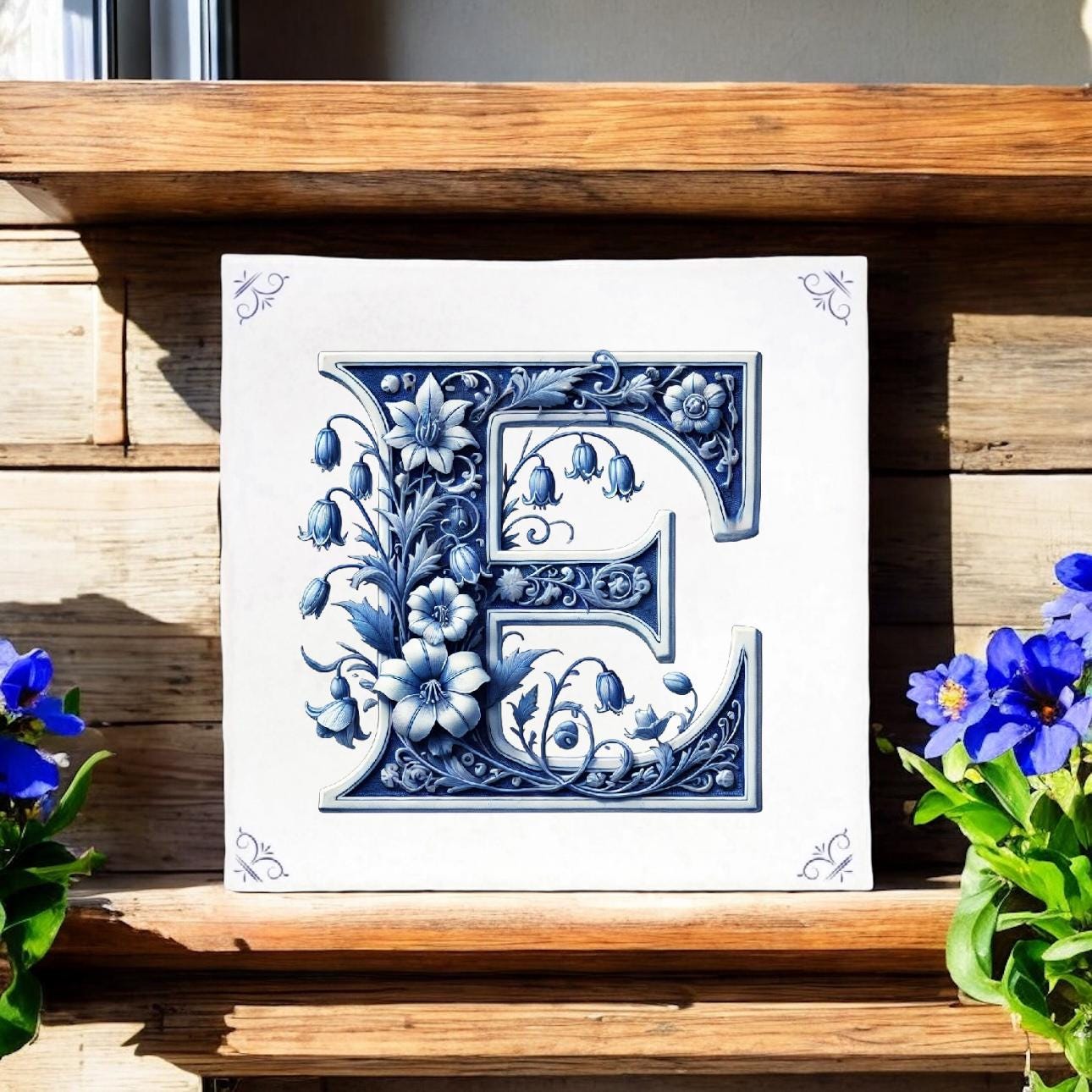 Alphabet, Initial E, Alphabet Tile, Tile, Delft Blue, Kitchen Tile ...