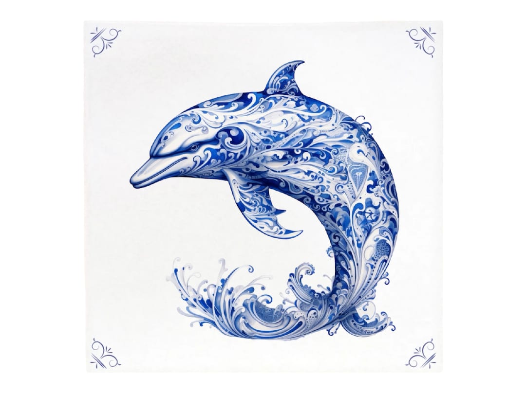 Delft Blue, Delft Blue Ceramic Tile, Delft Blue Dolphin, Dolphin ...