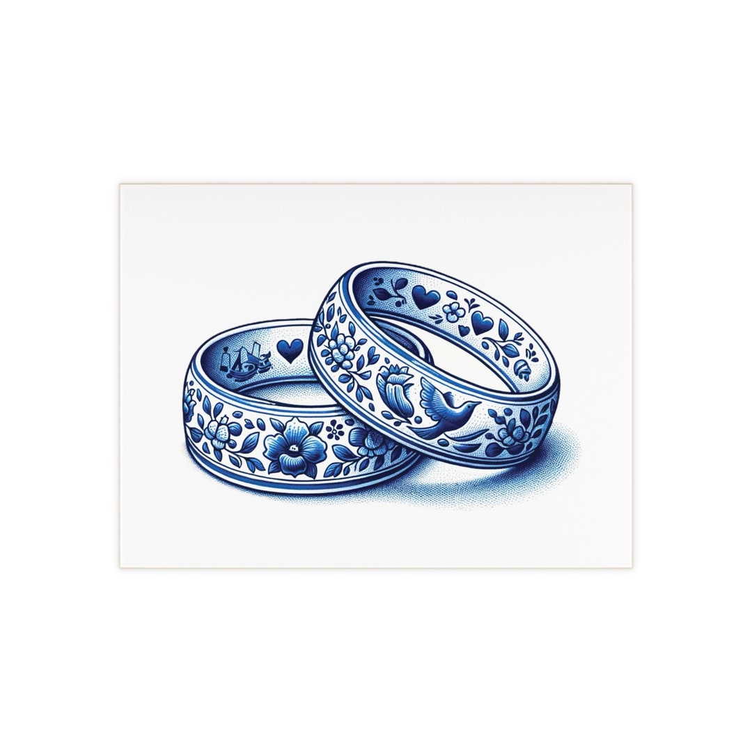 Wedding Ring, Tile, Ceramic Tile, 6" X 8", Delft Blue, Delft Blue Tile ...
