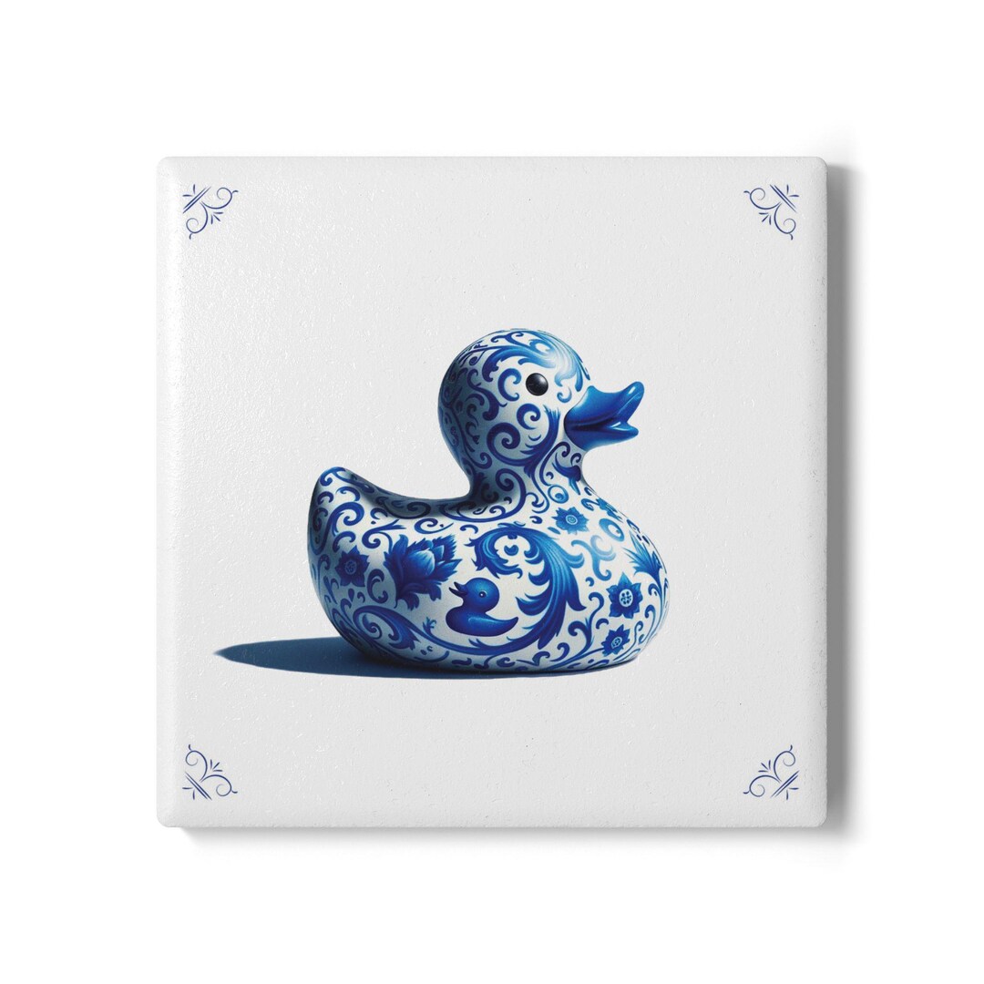 3.94" X 3.94", Rubber Duck, Delft Blue, Ceramic Tile, Delft Blue Tile ...