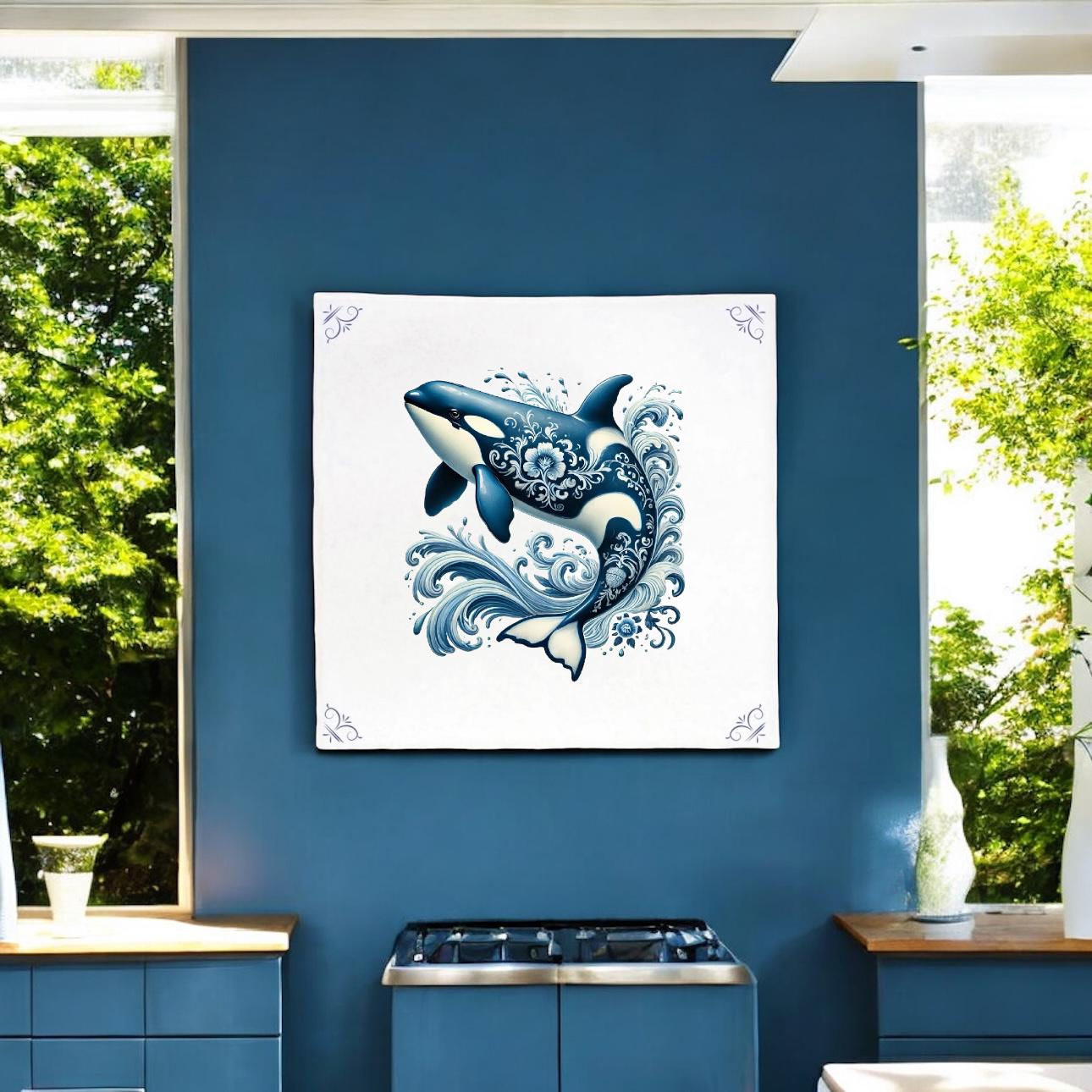 Orca, Tile, Delft Blue, Kitchen Tile, Bathroom Tile, Wall Art, Kitchen ...