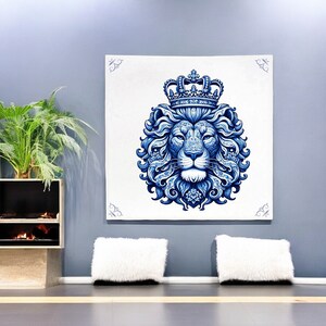 Lion, Tile, Delft Blue, Kitchen, Bathroom, Wall Art, Delft Blue Tile ...