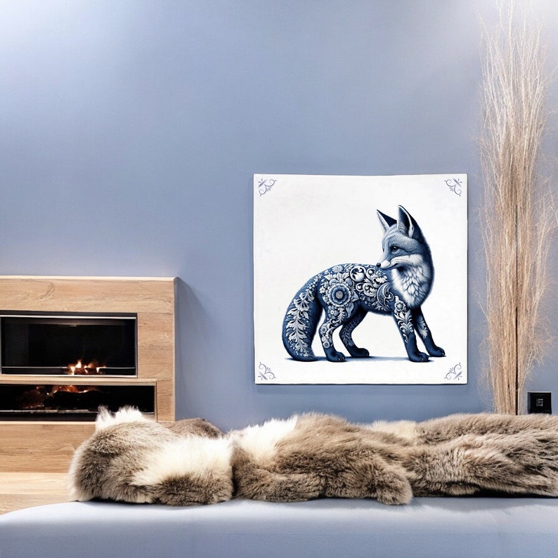 Fox, Tile, Delft Blue, Delft Blue Tile, Royal Blue, Animal, Kitchen ...