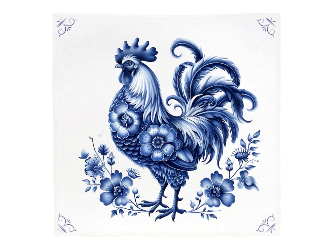 Delft Blue Rooster, Delft Blue Tile, Tile, Delft Blue Tiles, Animal ...